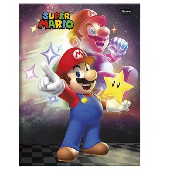 Caderno Brochura 1/4 48 Folhas Super Mario Capa 3 - Foroni - Caderno ...
