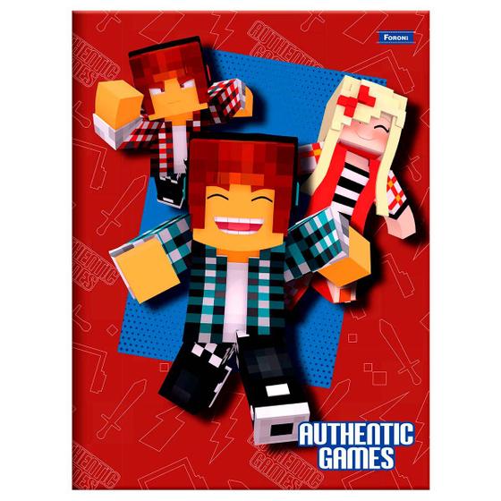 Caderno brochura 80 folhas capa dura Authentic Games Foroni - Caderno ...