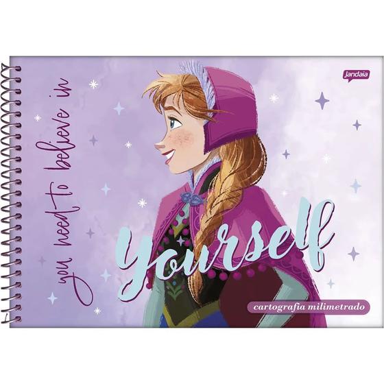 Caderno espiral 275x200mm cd cartografia milimetrado 80fls frozen fsc ...