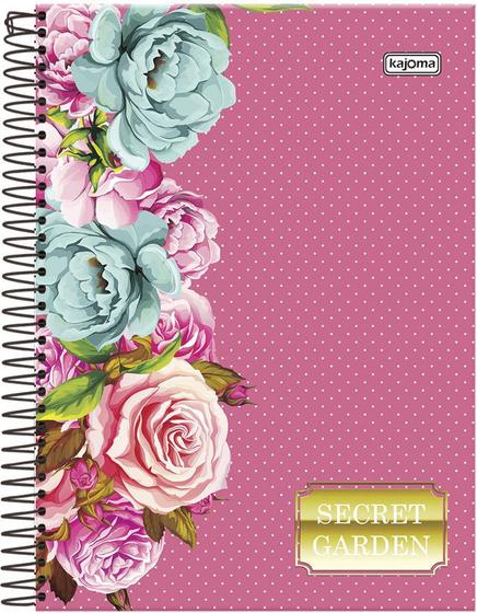 Caderno Kajoma Secret Garden Universitário Arame 1x1 Capa Dura 96fls ...