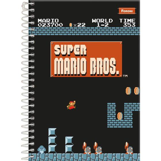 Caderno Univ. CD 1 Matéria - Super Mario - 96 Folhas - Foroni - Caderno ...