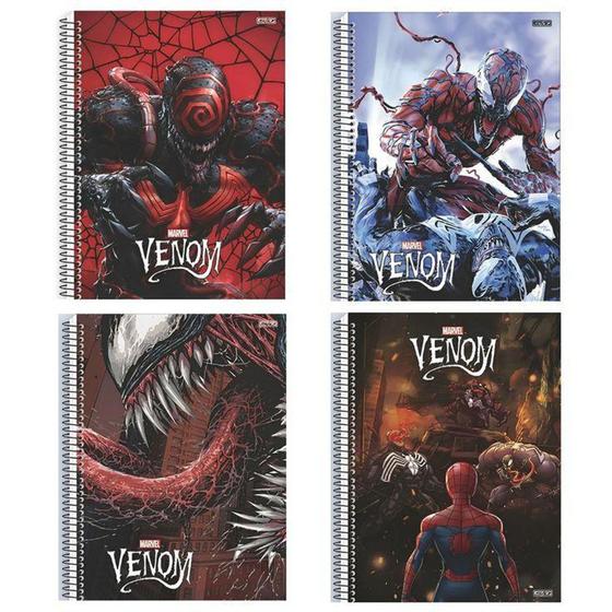 Caderno Venom Co Adesivos Universitário Espiral Capa Dura 10 Matérias ...