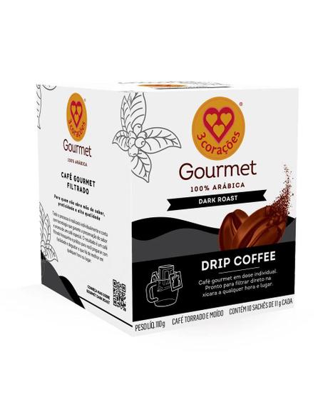 Café em Sachê Drip Coffee 3 Corações Gourmet Dark Roast 10 Unidades ...
