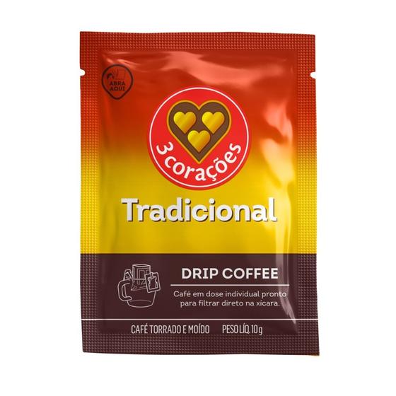 Café em Sachê Torrado e Moído Drip Coffee 3 Corações Portinari 11g ...