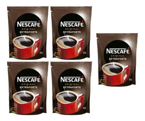 Café Solúvel Nescafé Extra Forte Sache 40g - Nestlé Kit C/5 - Café ...
