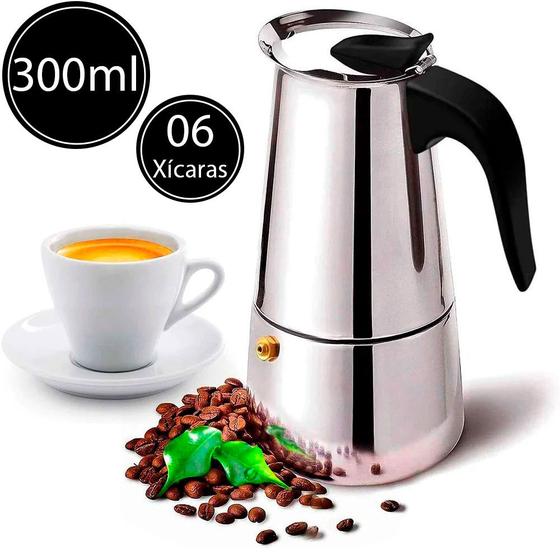 Cafeteira Italiana Inox Hauskraft capacidade para 6 Xícaras 300ml ...