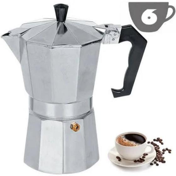 Cafeteira Italiana Inox Serve 6 Xícaras Fogão Expresso Fazer Original ...