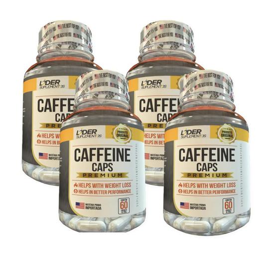 Caffeine Caps - 60 Caps 200Mg Kit Com - 4 Potes - Lider Vendas ...