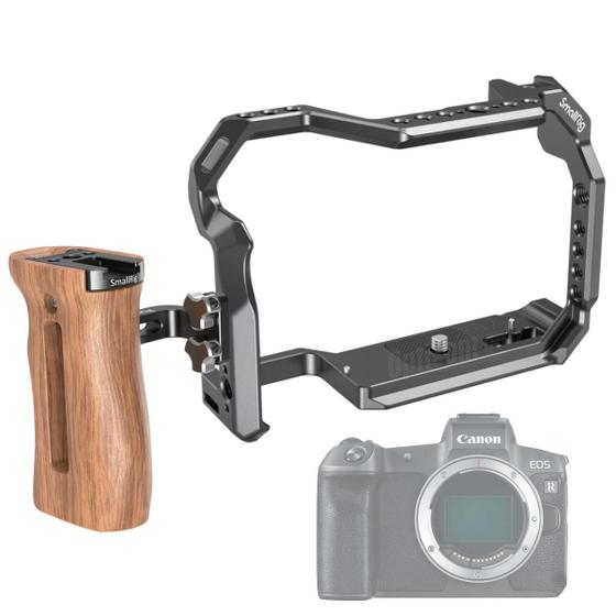Cage Gaiola Smallrig Com Alça Handle De Madeira Para Canon Eos R ...