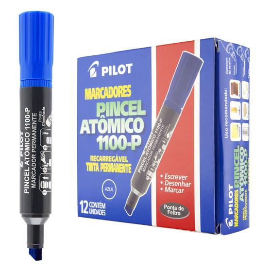 Caixa 12 Pincel Atômico PILOT Marcador Permanente 1100-P Chanfrado ...