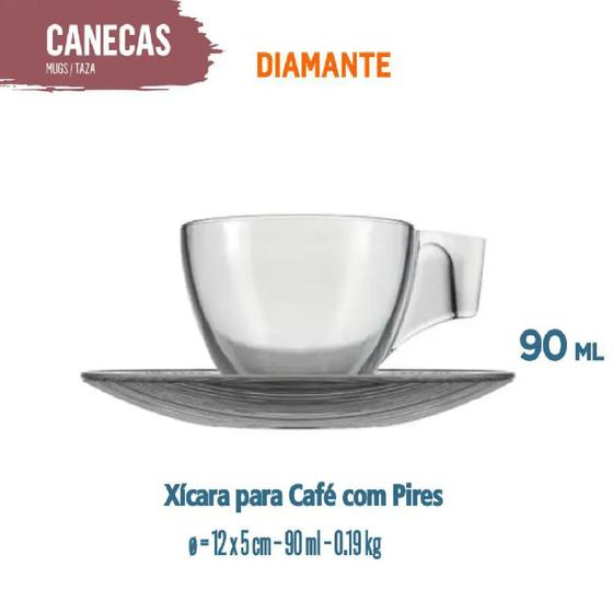 Caixa 24 Xícaras Com Pires de Vidro 90ml para Café Nadir - Chá e Café - Magazine Luiza