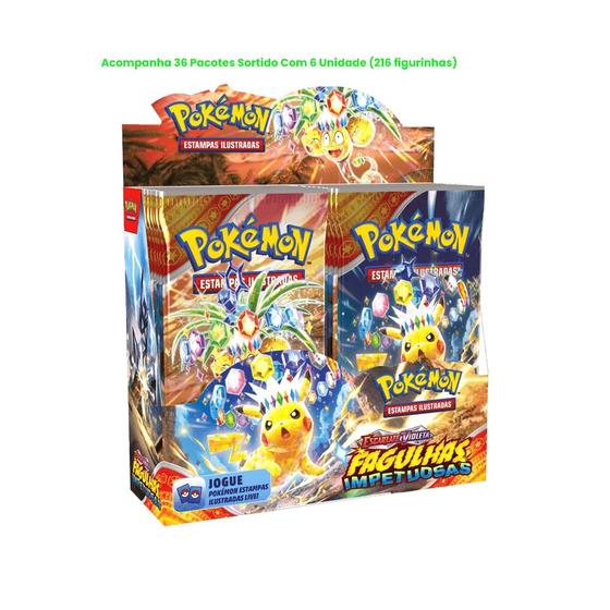 Caixa 36 pacotes de Figurinha Pokémon Escarlate e Violeta Fagulhas ...