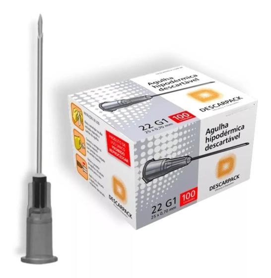 Caixa Agulha 25x7 Descartável HiPodérmica Intramuscular 22g ...