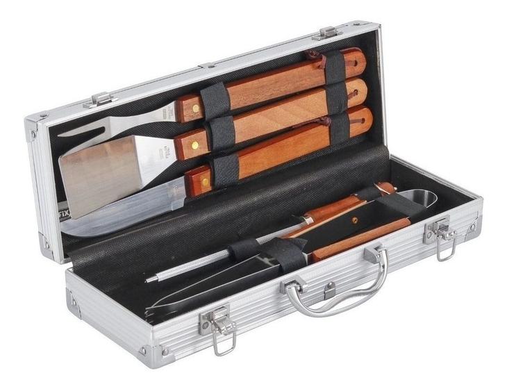 Caixa Churrasco Fixxar Texas Kit Com 6 peças Com Maleta - Kit Churrasco ...