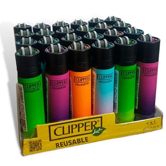 Caixa com 24 isqueiros Clipper classic micro recarregável - Maçarico ...