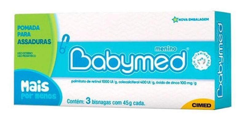 Caixa Com 3 Pomada Para Assadura Babymed Azul - 45G - Cimed - Creme ...