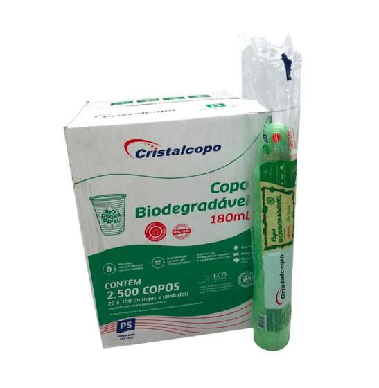 CAIXA Copo de 180ml Biodegradável Translúcido Cristalcopo com 2500 UNIDADES - Copo Descartável ...