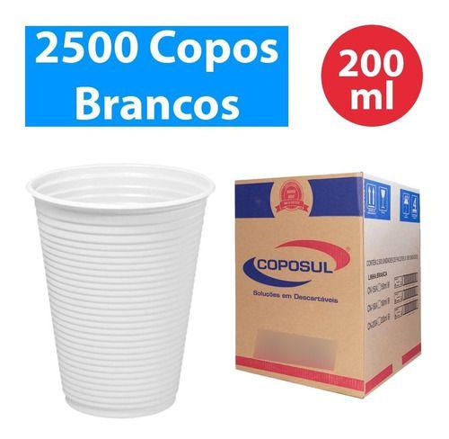 Caixa Copo Descartável 200ml Água Refrigerante 2500 Unidades - Escritex - Copo Descartável ...