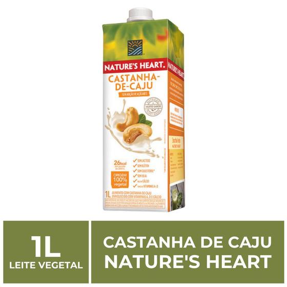 Caixa De 1l Leite Vegetal Castanha De Caju Natures Heart Natures