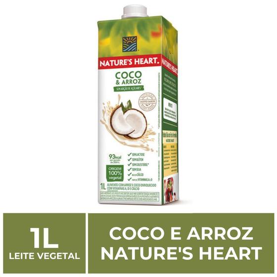 Caixa De 1l Leite Vegetal Coco E Arroz Natures Heart Natures