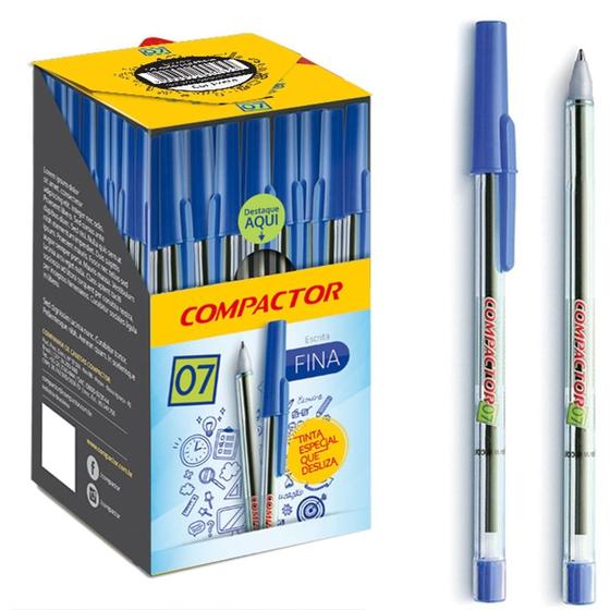Caixa de Caneta Compactor 07 Azul 100un - Caneta Esferográfica ...