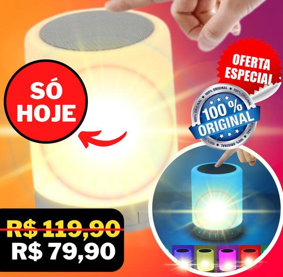 Caixa de Som Abajur ORIGINAL luz RGB suave e conectividade Bluetooth ...