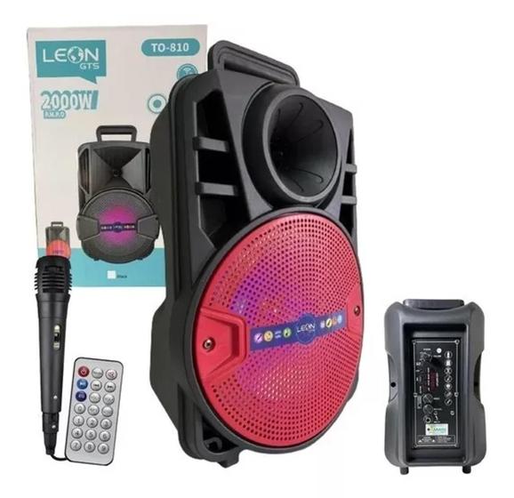 Caixa de Som Amplificada 2000W PMPO Bluetooth Rádio FM Microfone - Leon ...