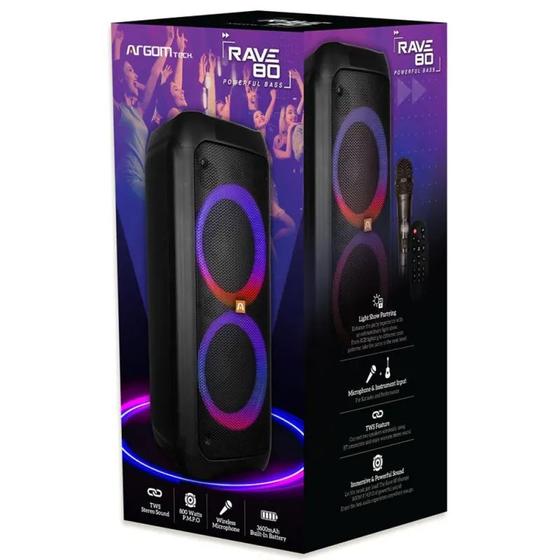 Caixa De Som Argom Tech Rave 80 Arg Sp 4080Bk 80Rms Tws Com Microfone - Caixas de Som - Magazine ...