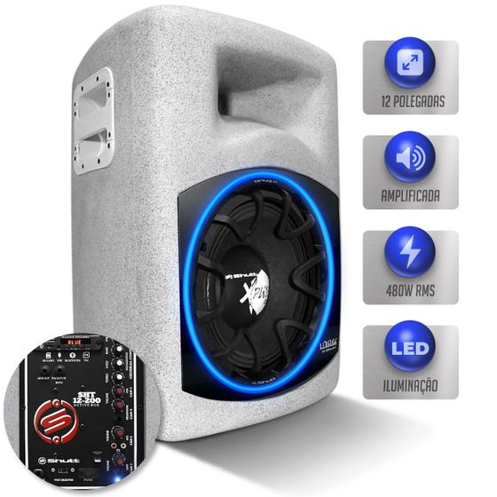 Caixa De Som Ativa Shutt Bravo Neon 480w Woofer Xplode 12 Pol Driver Titânio Bivolt Bluetooth ...