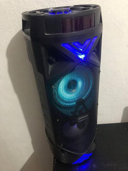 Caixa de Som Bluetooth Portátil ZQS-6201 50W RMS com Rádio FM e Karaokê ...
