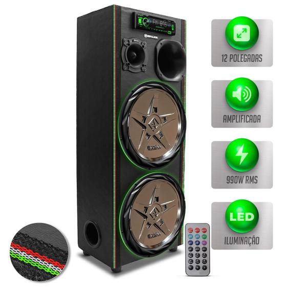 Caixa De Som Bob Residencial 990w RMS Subwoofer 12 Polegadas Bomber New Edge Led Neon Casa Festa ...