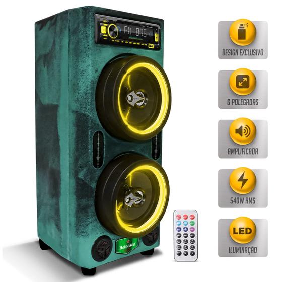 Caixa De Som Bob Residencial Amplificada Ativa Shutt 6 Pol 520w RMS Led Player Bluetooth ...