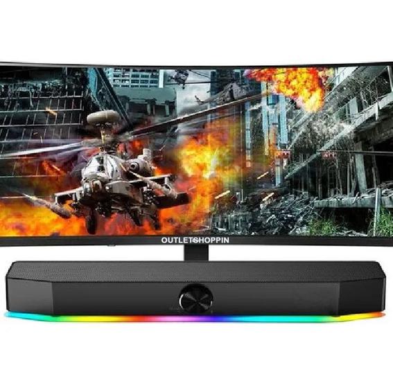 Caixa De Som Gamer Led Rgb Soundbar Pc Notebook Tv Gaming Potente - GT ...