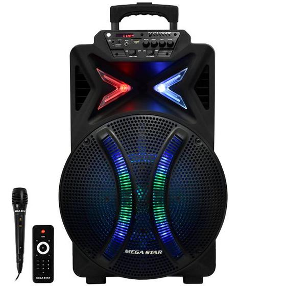Caixa de Som Karaoke Megastar SPA155BTE 15" 3.000 Watts P.M.P.O com ...
