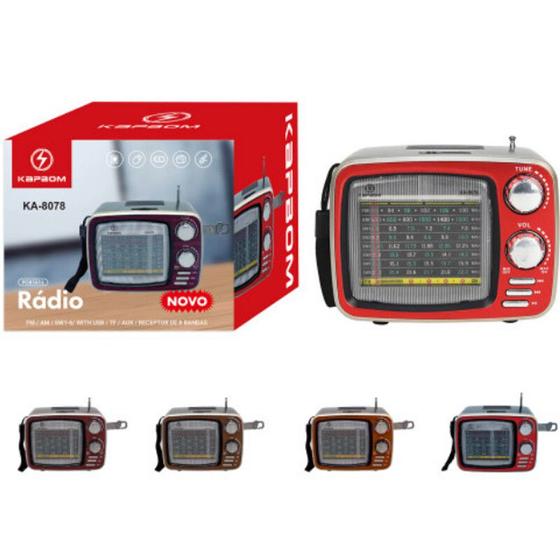Caixa de som Retro Bluetooth Rádio Portátil FM / Usb / TF / Aux - KA-8078 - EXBOM - Caixas de ...