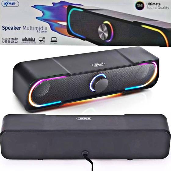 Caixa de som Soundbar e Subwoofer para PC e Notebook Multimídia 6W Usb P2 com Led Knup - KPRO ...