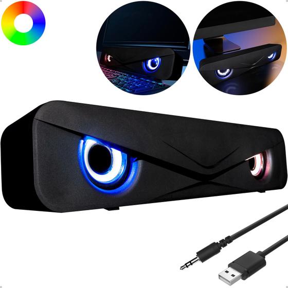 Caixa De Som Soundbar Para PC E Notebook 6W Com Led RGB e P2 - Knup - Soundbar - Magazine Luiza