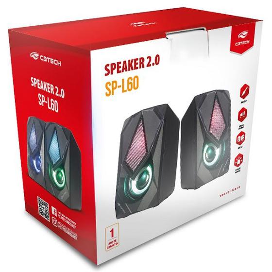 Caixa de Som Speaker 2.0 LED SP-L60BK C3 TECH - C3TECH - Caixas de Som ...