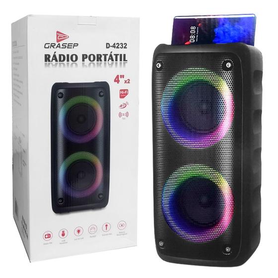 Caixa de Som Torre 2 Alto Falantes Grasep TWS Bluetooth - Caixas de Som ...