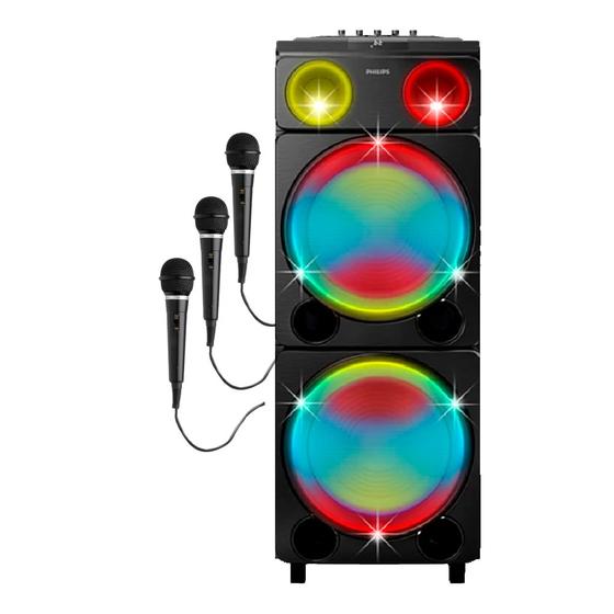 Caixa de Som Torre Philips TAX5509 BTLED Multicolor TWS 2400w-3 Mic ...