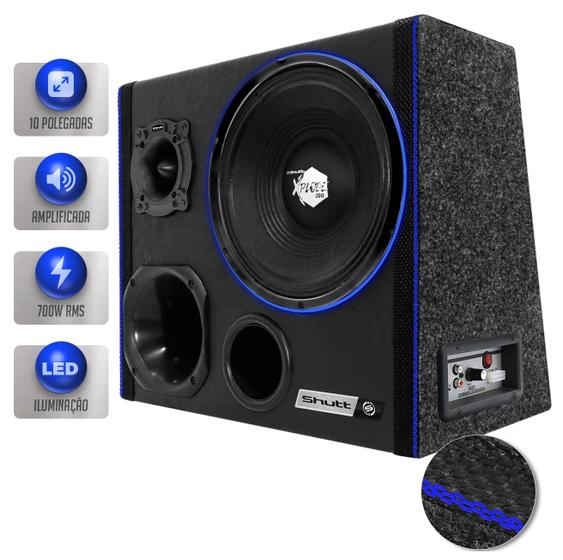 Caixa De Som Trio Automotiva Amplificada Dutada Shutt Woofer Xploode 10 Polegadas 700w Neon ...