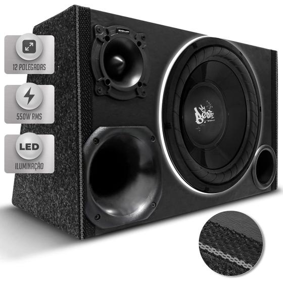 Caixa De Som Trio Automotivo 550w RMS Subwoofer Shutt Beatz 12 Polegadas LED Neon Grave Forte ...