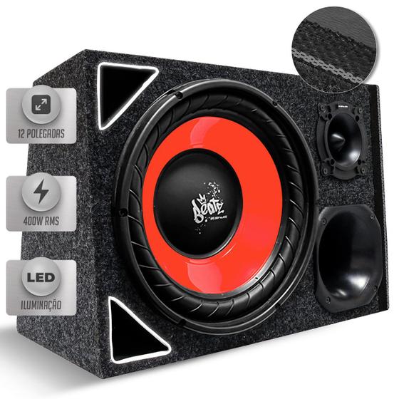 Caixa De Som Trio Automotivo Shutt Subwoofer Beatz 12 Polegadas 400W RMS Grave Forte LED Neon ...