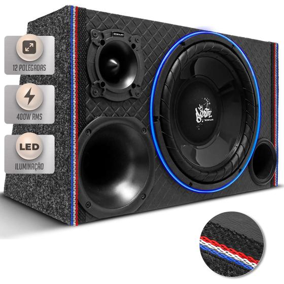 Caixa De Som Trio Automotivo Subwoofer Shutt Beatz 12 Polegadas 400w LED Grave Bate Forte ...
