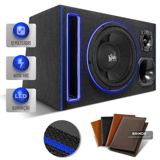 Caixa De Som Trio Automotivo Subwoofer Shutt Beatz 12 Polegadas 400W RMS Duto Régua LED Bate ...