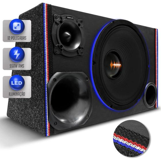 Caixa De Som Trio Automotivo Woofer Magnum Extreme 12 Polegadas 550w Driver + Tweeter LED Neon ...