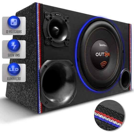 Caixa De Som Trio Champion 500w Subwoofer 12 Polegadas Bomber Outdoor LED Grave Forte Automotivo ...