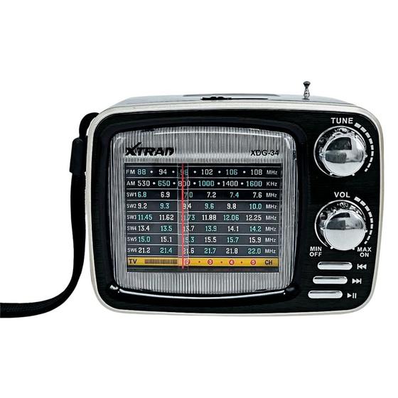 Caixa de Som Vintage Retro c/ Radio FM/AM Bluetooth Auxiliar - Xtrad ...