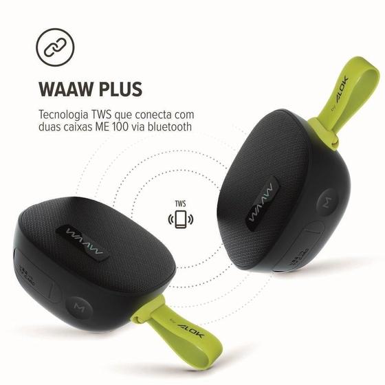 Caixa de Som WAAW by ALOK ME 100SB, Bluetooth, Compacta, IPX6, Preto ...