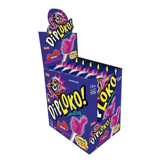 Caixa Dip Loko Framboesa 15un 11g balas explosivas - DIPLOKO - Pirulito ...